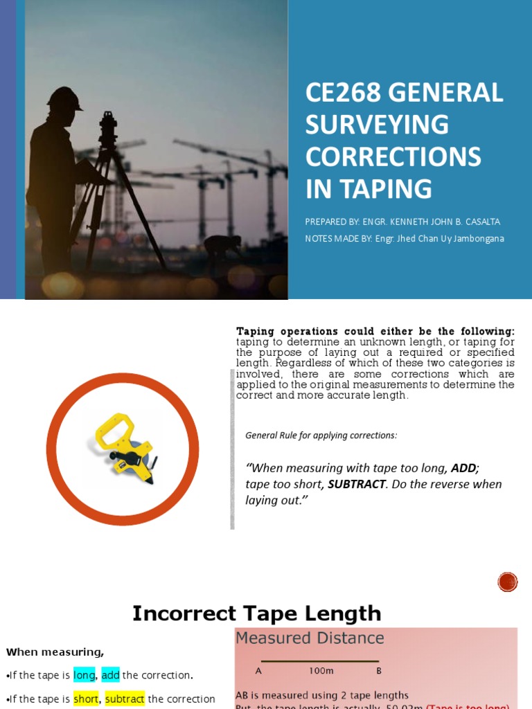 Taping Corrections in Surveying Techniques | PDF | Slope | Elasticity ...