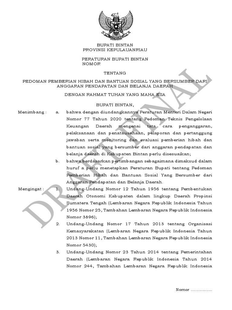 Aa - Perbup Hibah - Bansos - 17 - 06 - 2021 - Finallll | PDF