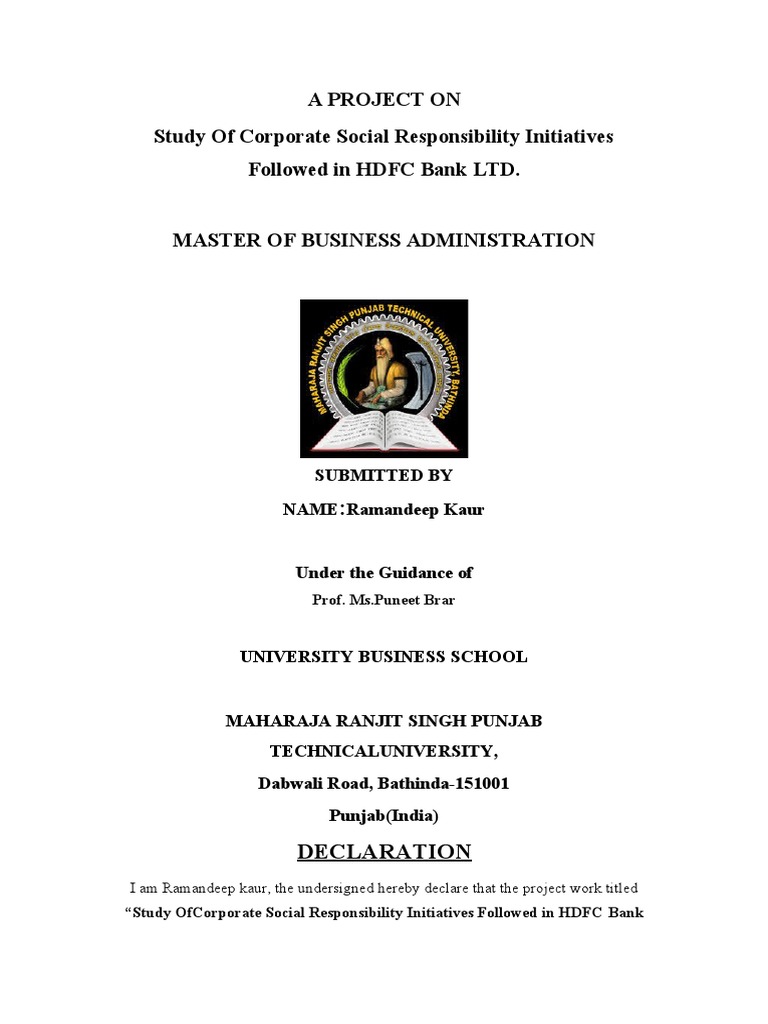 HDFC Bank CSR Initiatives Overview | PDF | Corporate Social ...
