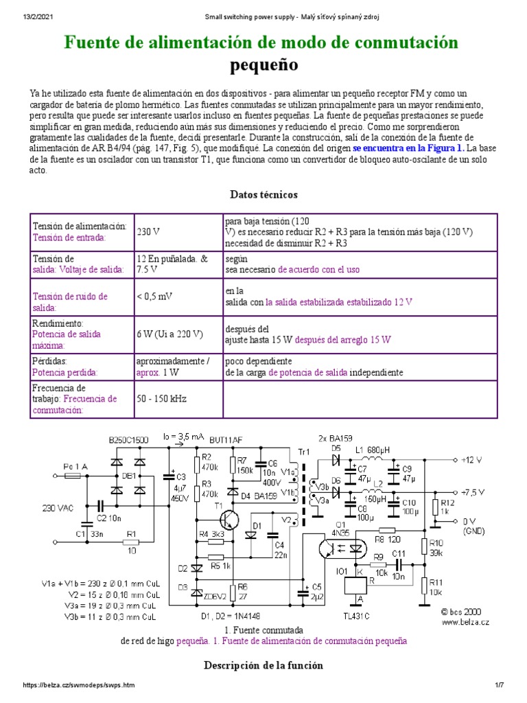 Fuente de alimentación conmutada pequeña | PDF | Transformador | Transistor