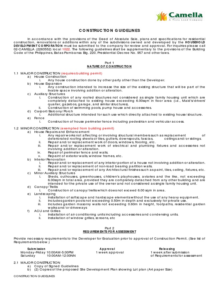Construction Guidelines for Home Projects | PDF | Specification ...