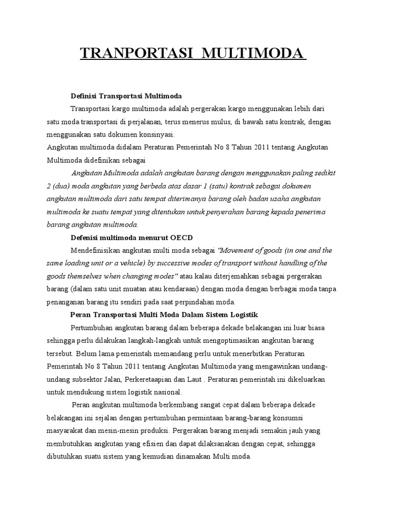 Transportasi Multimoda | PDF