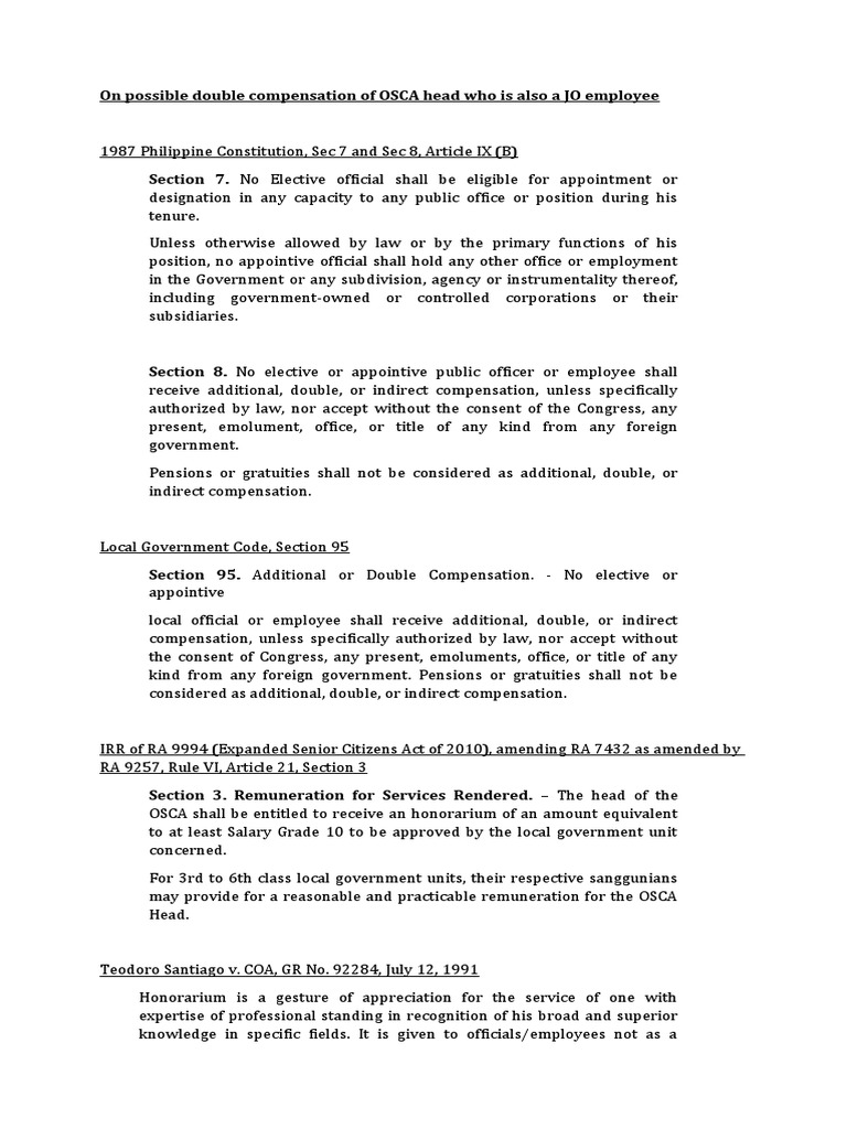 Double Compensation Research | PDF | Overtime | Employment