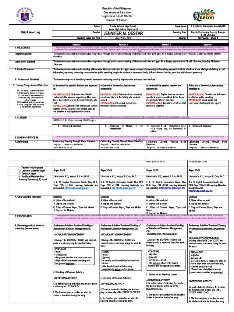 DLL English 10 Q1 - wk3 | PDF | Theseus | Minotaur