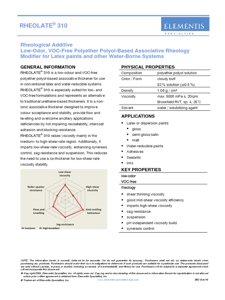 Rheolate 310 - TDS - e | PDF | Paint | Rheology
