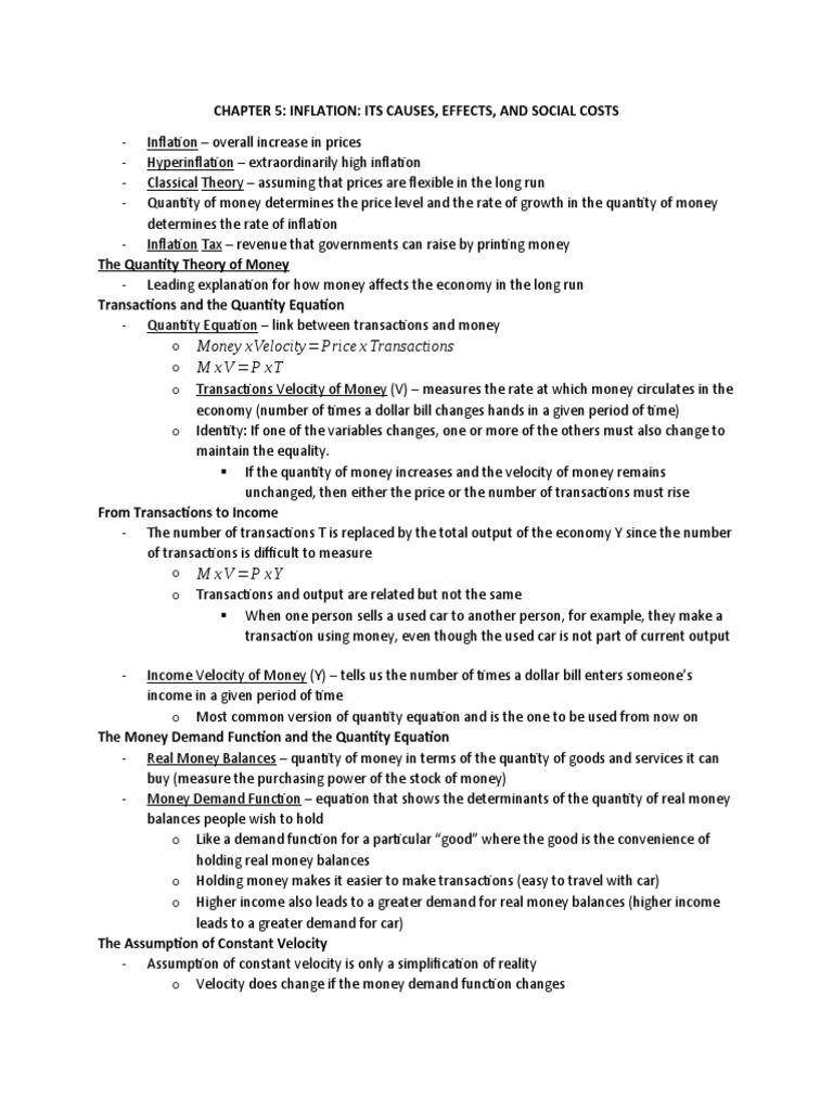 Chapter 5 Inflation. Its Causes, Effects, and Social Costs | PDF ...