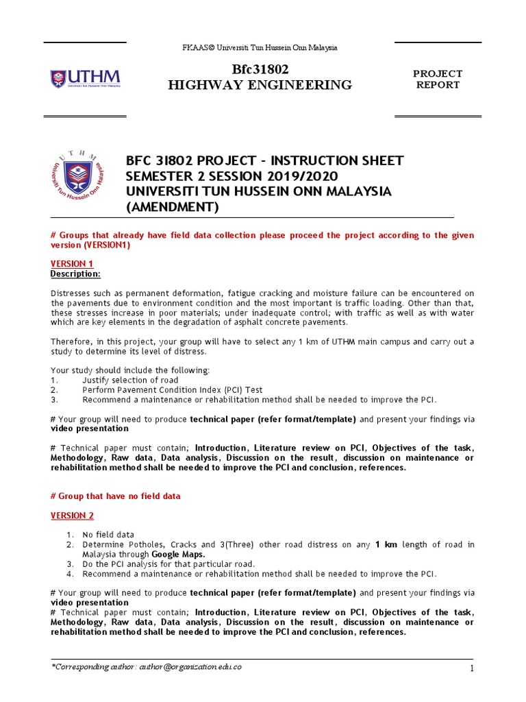 Bfc31802 Highway Engineering: Project | PDF | Page Layout | Microsoft Word