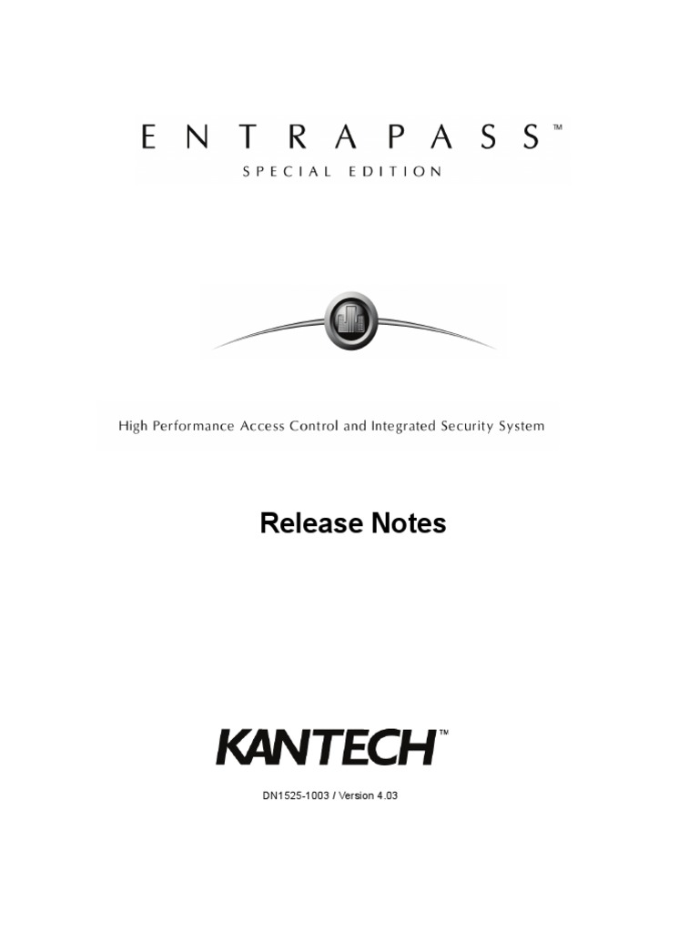 EntraPass SE 4.03 Release Notes EN DN1525-1003 | PDF | Icon (Computing ...