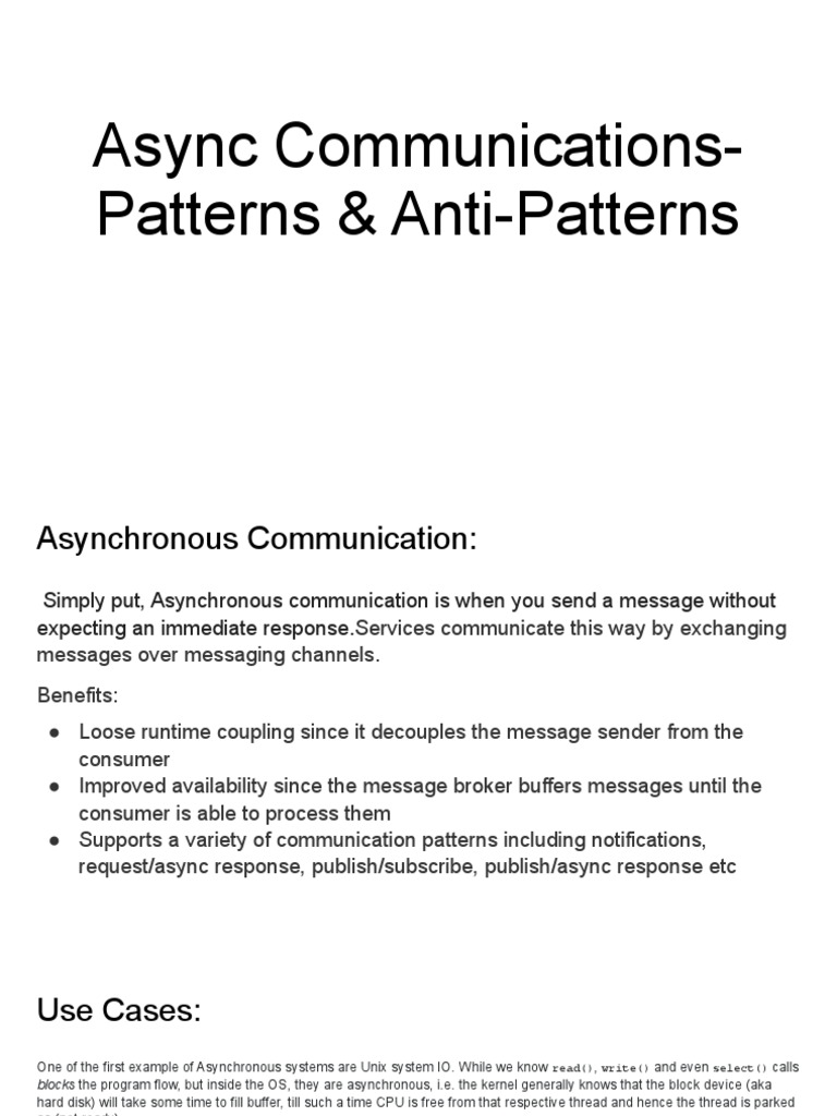 Async Communications - Patterns & Anti-Patterns | PDF | Thread (Computing) | Systems Engineering
