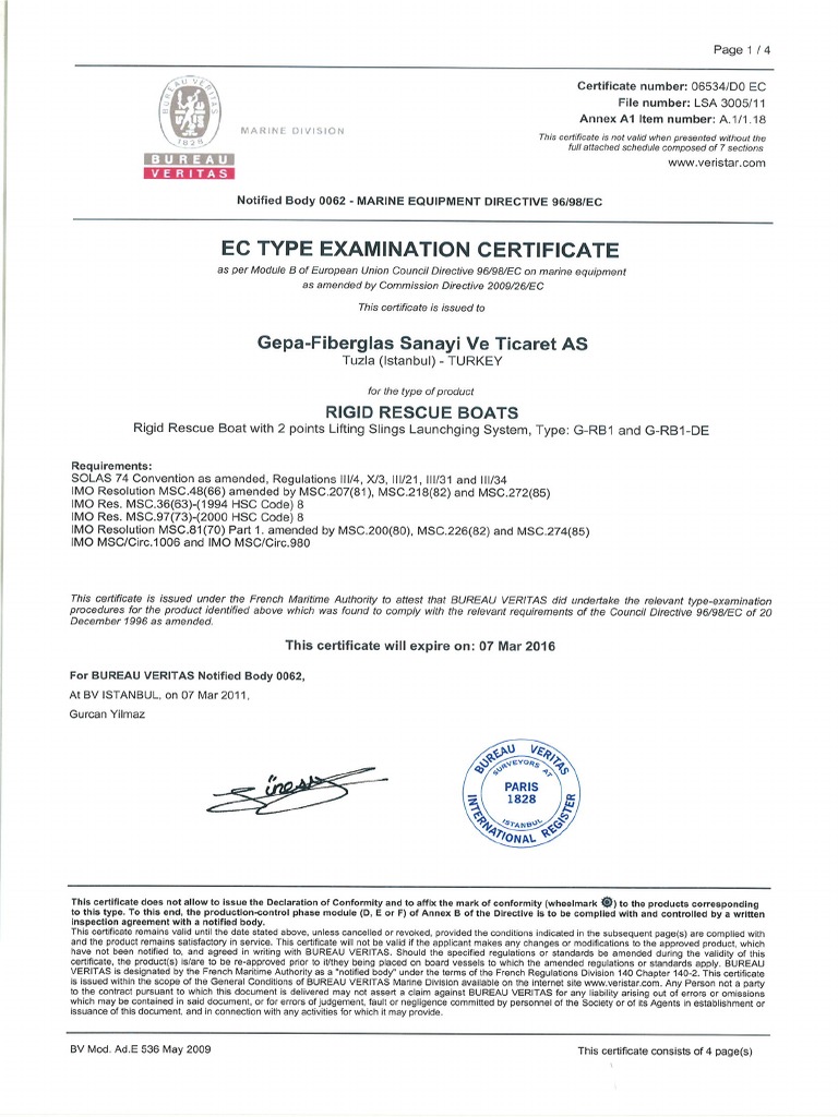 G-RB1 Ec Type Examination Certificate New | PDF