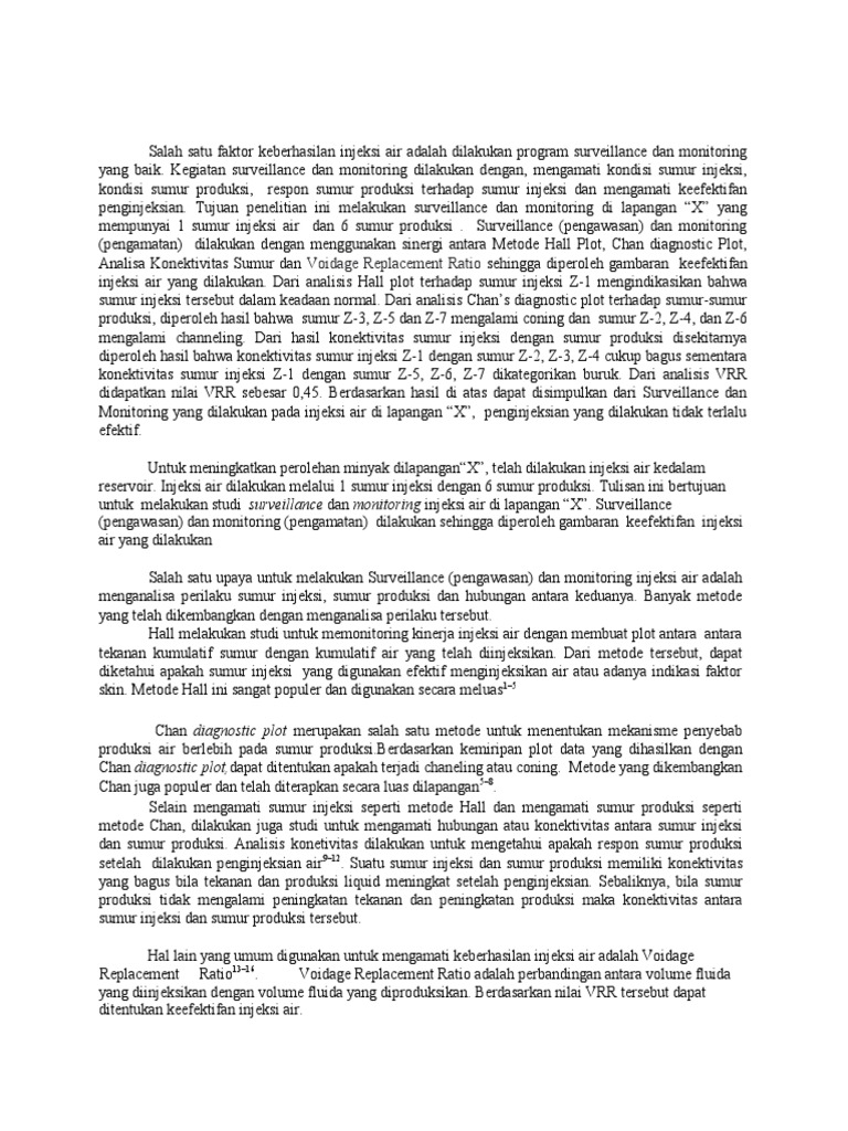 Surveillance Dan Monitoring Injeksi Air Di Lapangan "X" | PDF