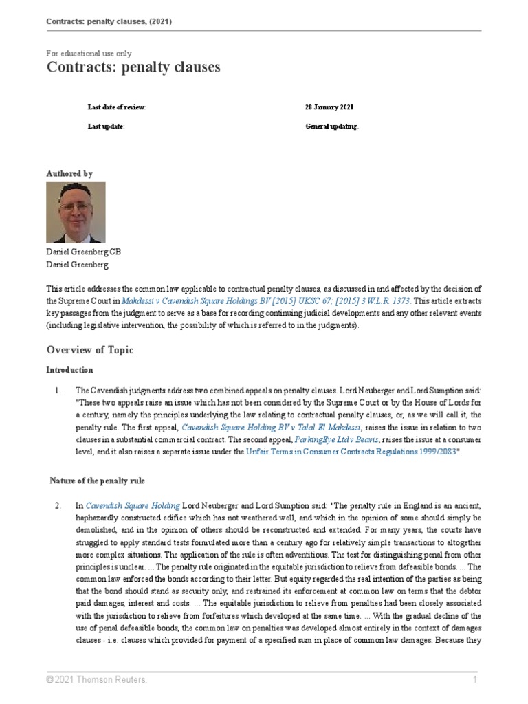 Contracts Penalty Clauses | Download Free PDF | Damages | Breach Of ...