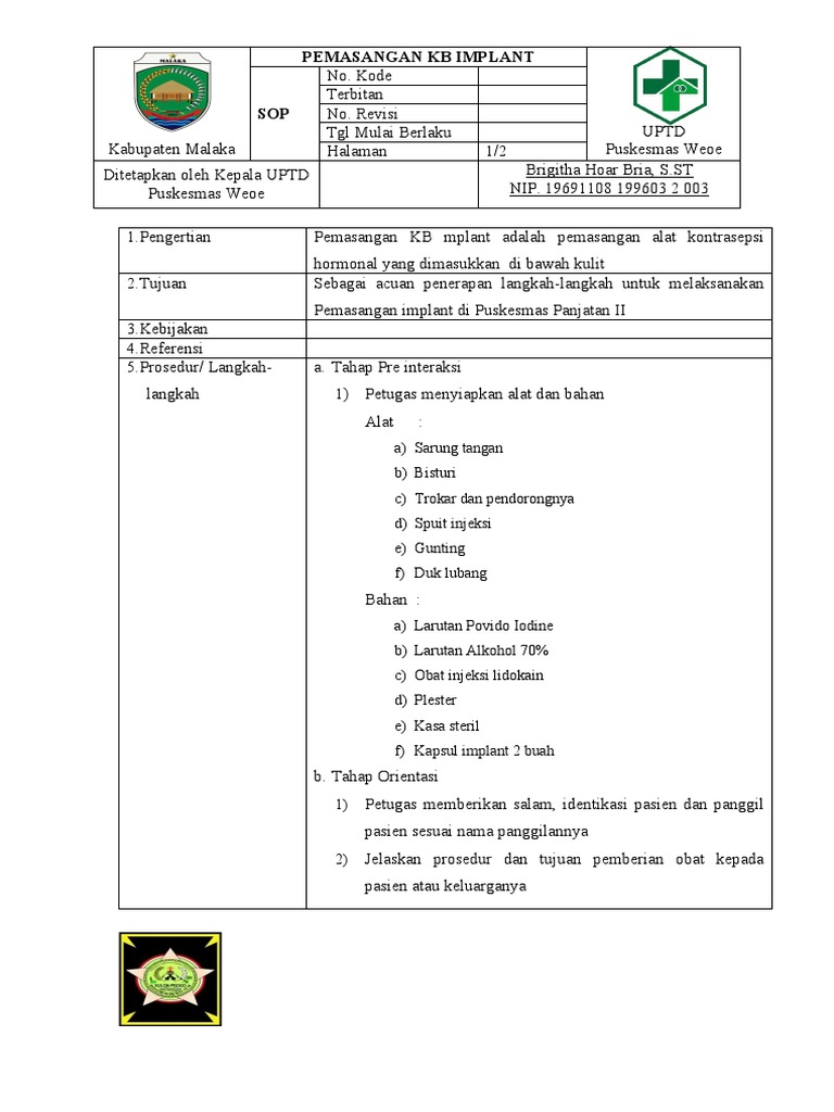 Sop KB Implant | PDF