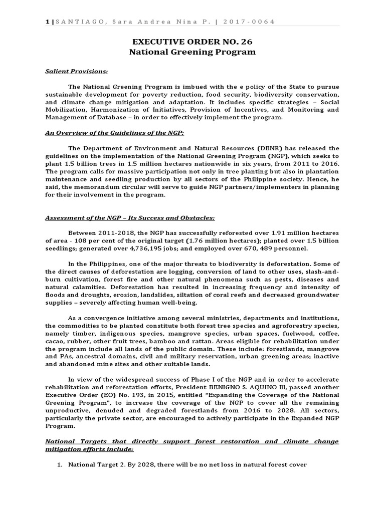 Assessing the Success and Obstacles of the National Greening Program in ...