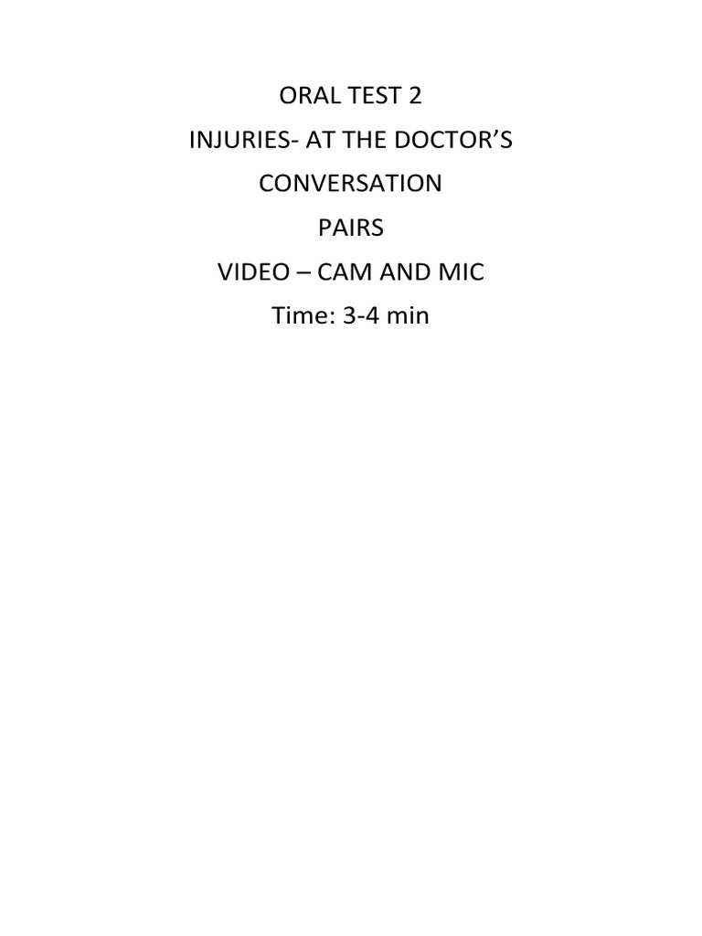 Oral Test 2 Int 5 | PDF