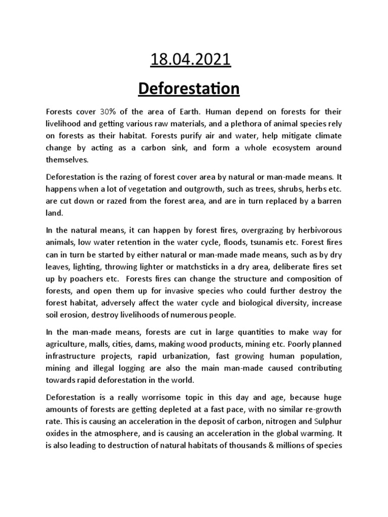 Deforestation - 18-04-2021 | PDF | Deforestation | Forests