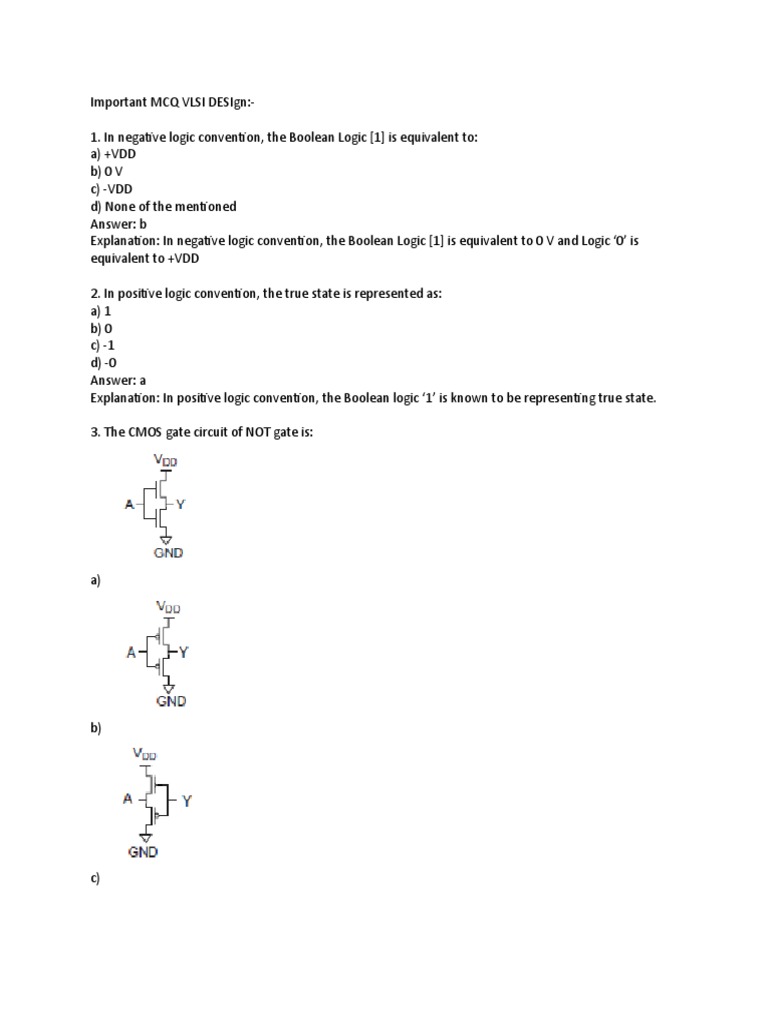 Vlsidesign MCQ | PDF | Cmos | Logic Gate