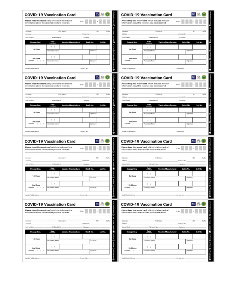 Vaccination Template Card Size | PDF