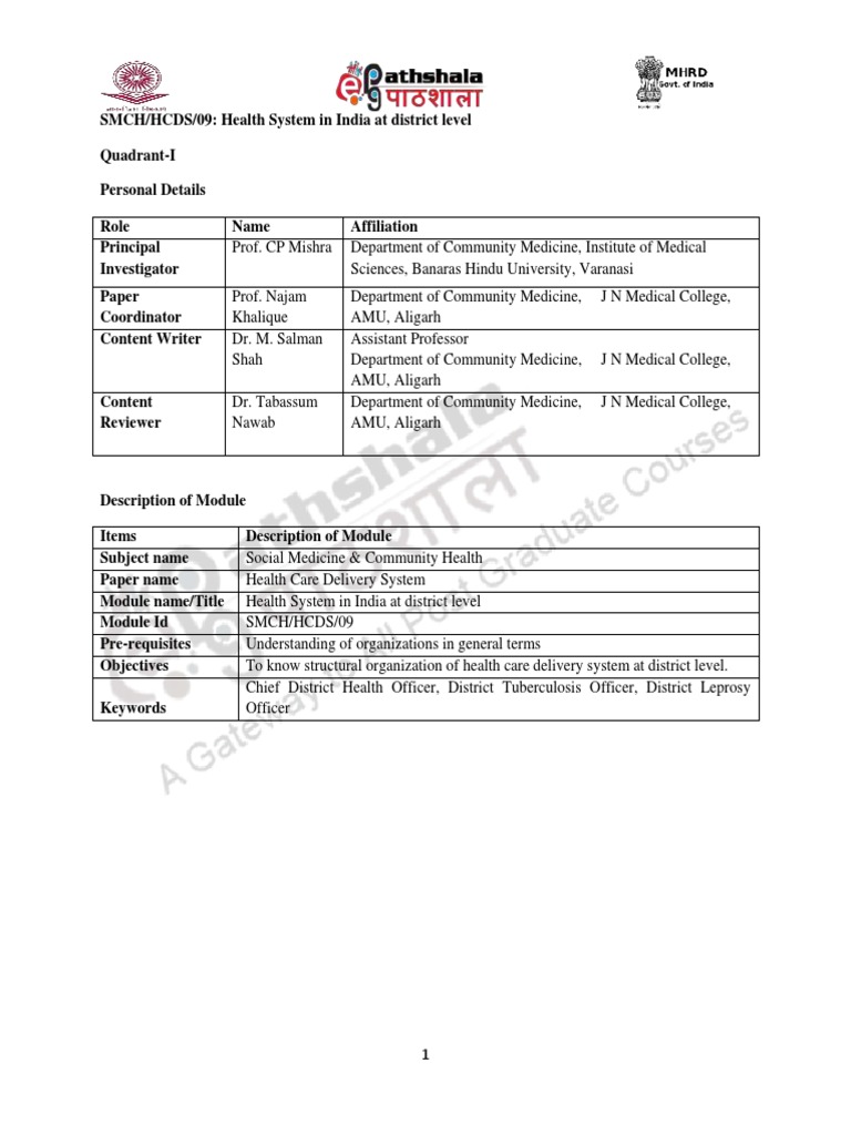 District Health System Organization in India | PDF | Health Care | Wellness