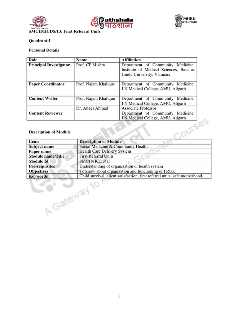 First Referral Units | PDF | Surgery | Health Care
