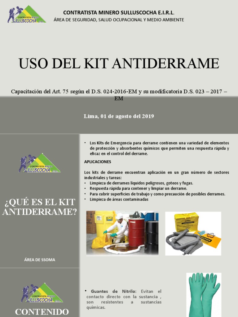 Uso y Contenido del Kit Antiderrame | PDF | Química | Science