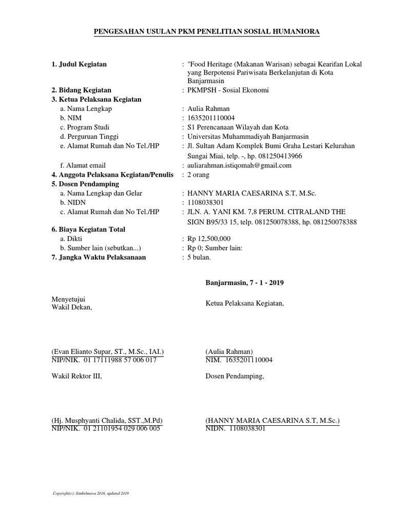 Lembar Pengesahan PKM | PDF