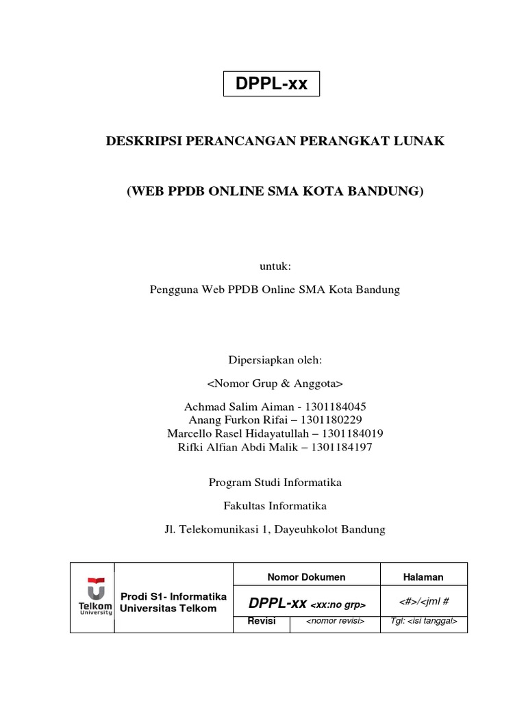 DPPL WEB PPDB Online - Informatika 2018 Universitas Telkom | PDF
