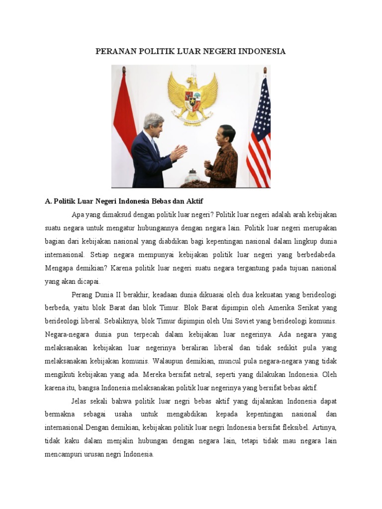Peranan Politik Luar Negeri Indonesia | PDF
