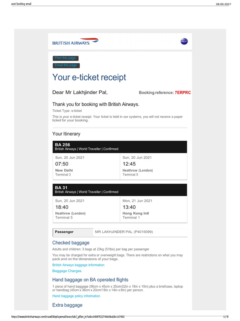 Ticket of Lakhjinder Pal | PDF | Fee | Airlines