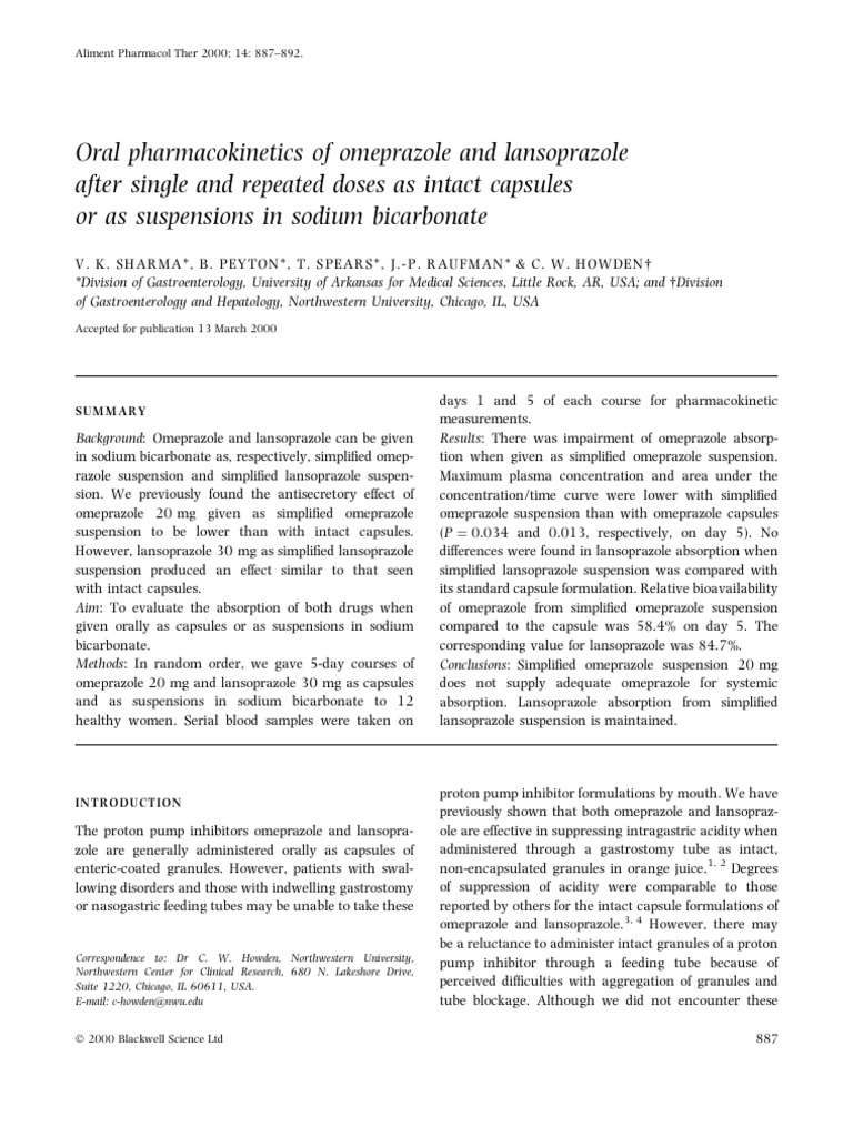 2000 - Sharma Et Al. - Oral Pharmacokinetics of Omeprazole and ...