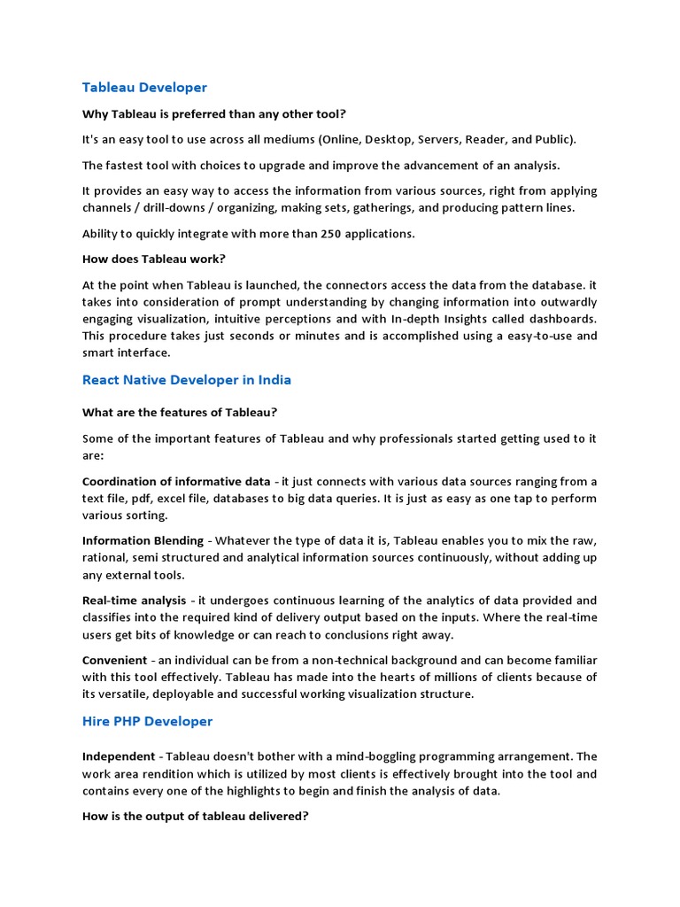 Tableau Developer | PDF