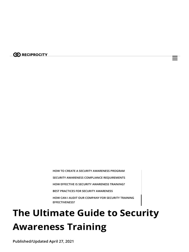 The Ultimate Guide To Security Awareness Training - Reciprocity | PDF ...