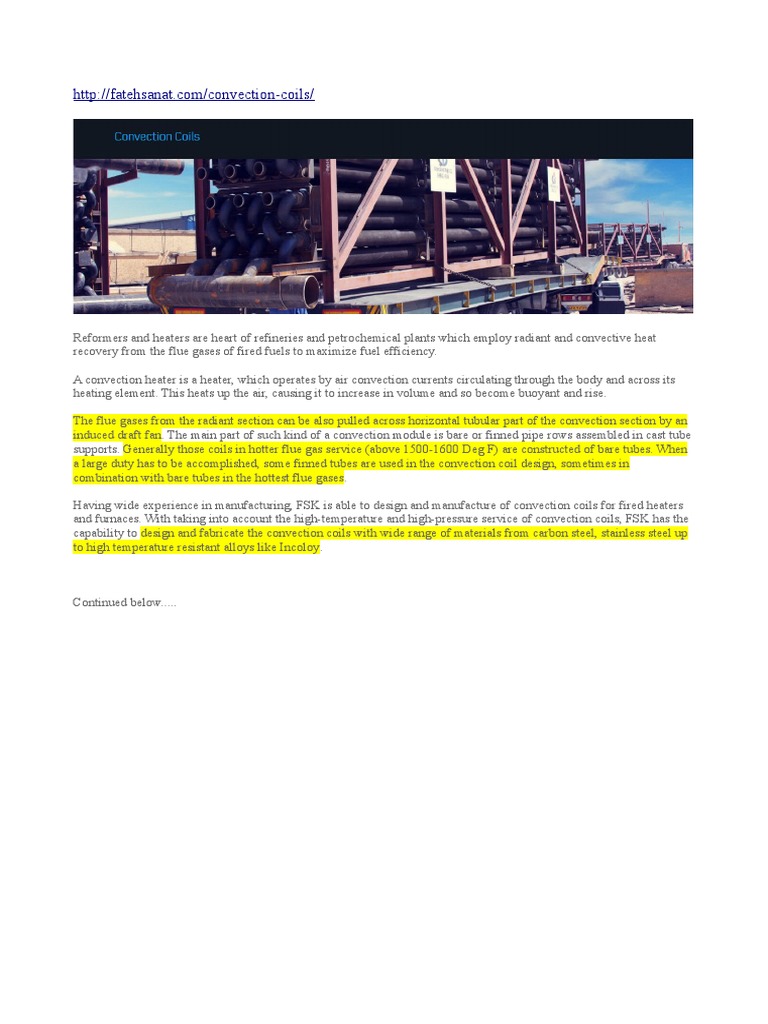 Convection Coils in Reformers | PDF | Natural Gas | Chemical Industry