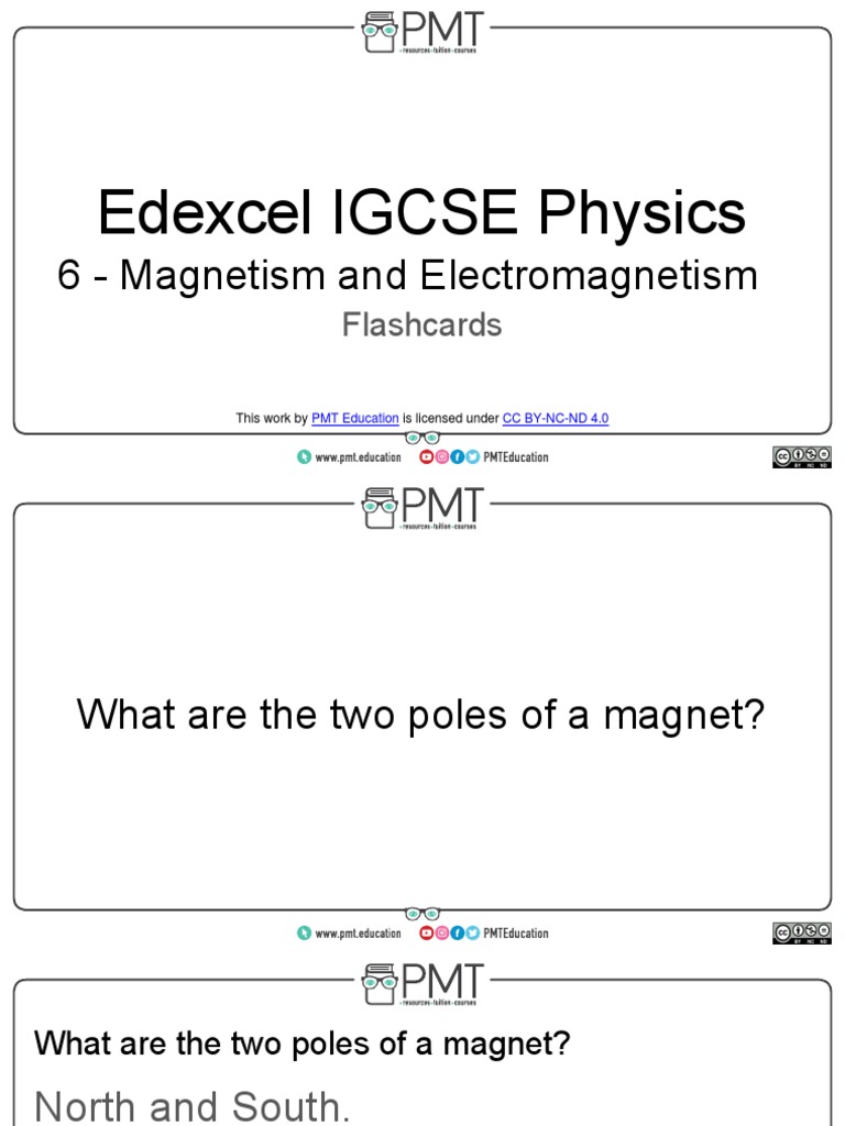 Flashcards - Topic 6 Magnetism and Electromagnetism - Edexcel Physics ...