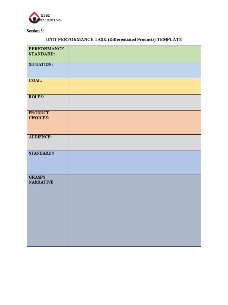 Performance Task Template for Differentiated Products | PDF