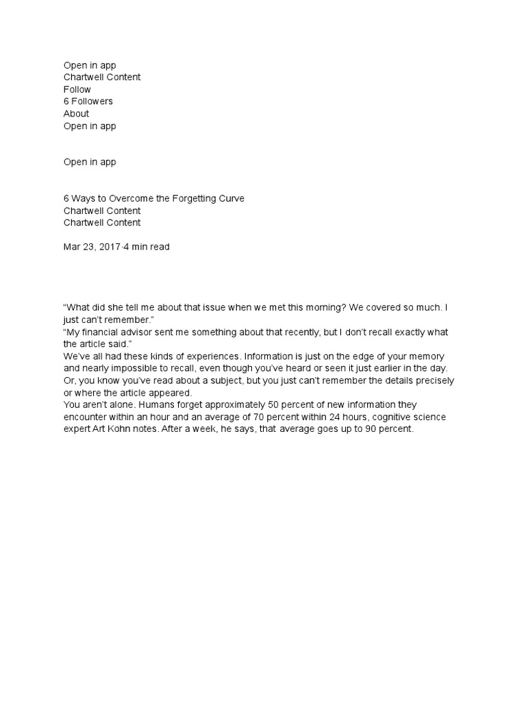 6 Ways To Overcome The Forgetting Curve | PDF | Memory | Communication