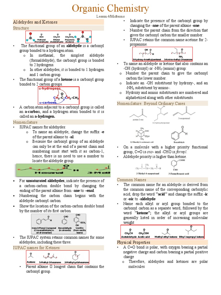 Lesson 4 Aldehydes and Ketone | PDF | Aldehyde | Ketone