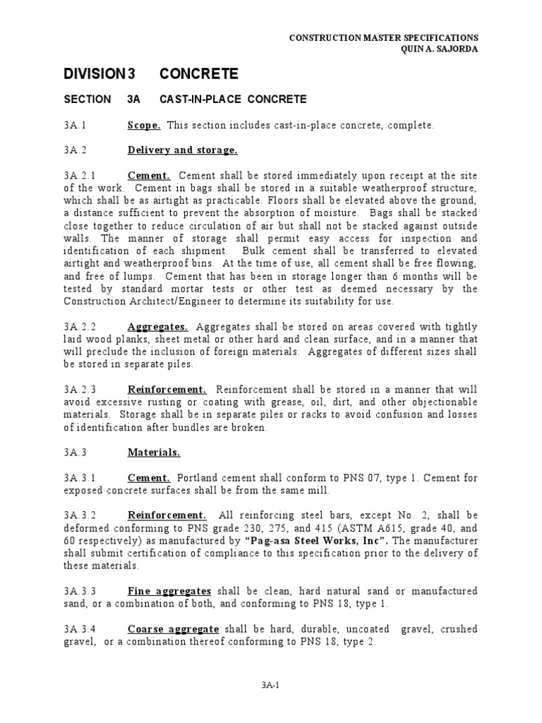 025 - Section 3A Cast-in-Place Concrete | PDF | Concrete | Rust