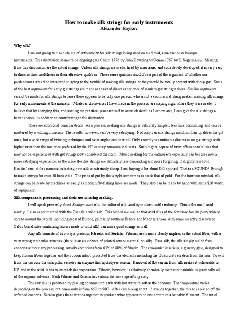 How To Make Silk Strings For Early Instruments | PDF | String ...