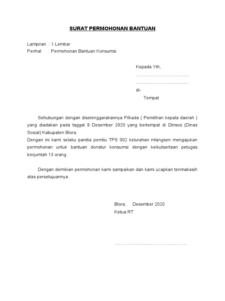 Surat Permohonan Bantuan | PDF