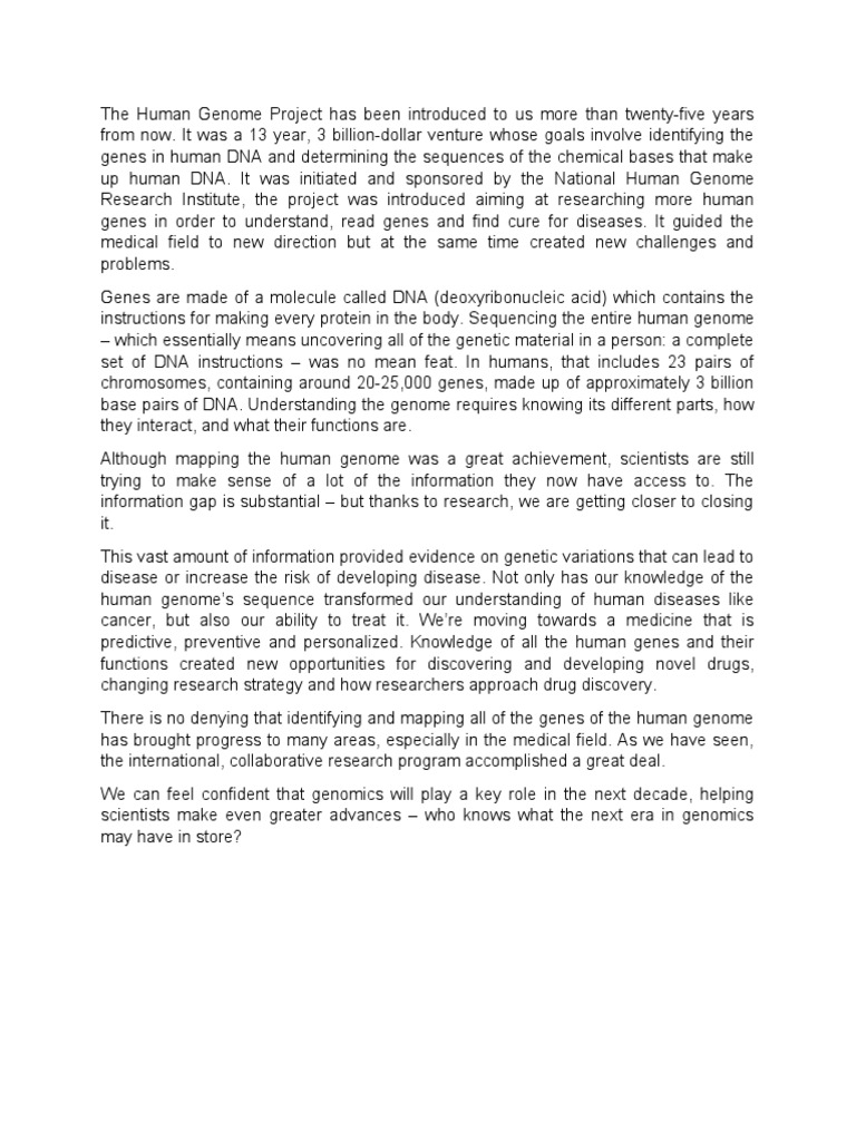 The Human Genome Project | PDF | Genome | Dna