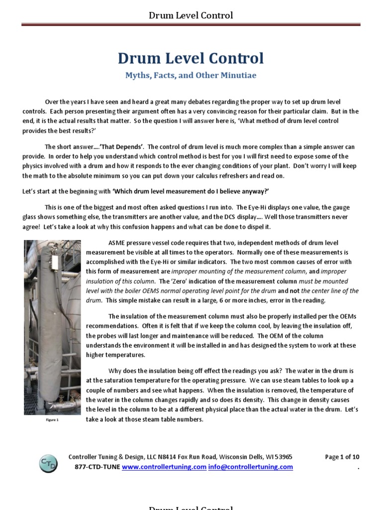 Drum Level Control | PDF | Boiler | Steam