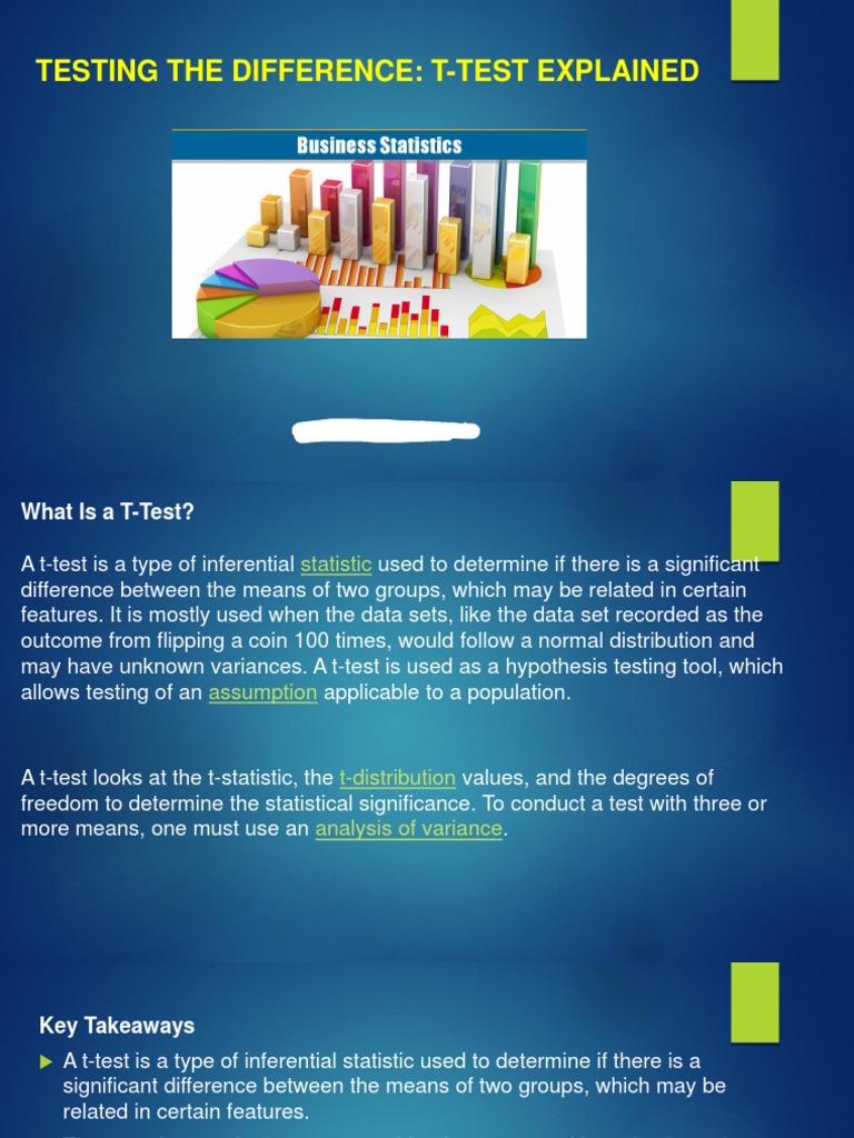 Testing The Difference - T Test Explained | PDF | Student's T Test | P ...
