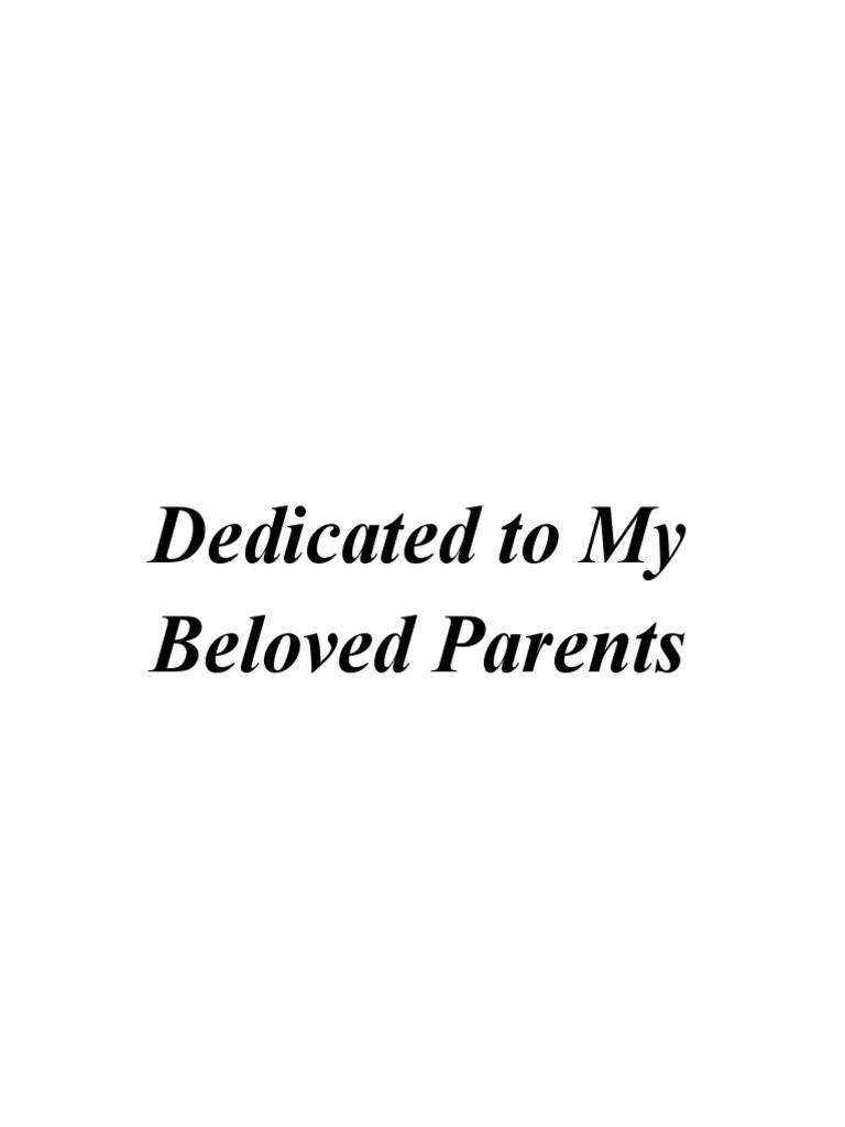 Dedicated To My Beloved Parents | PDF