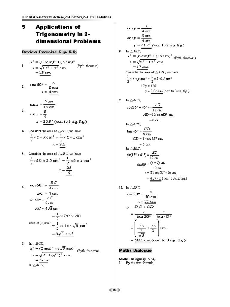 5 Applications of Trigonometry in 2-Dimensional Problems: NSS ...