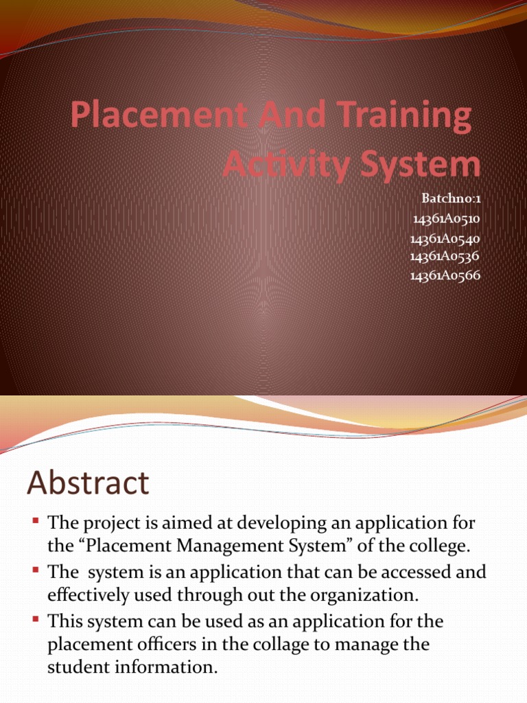 Placement and Training | PDF