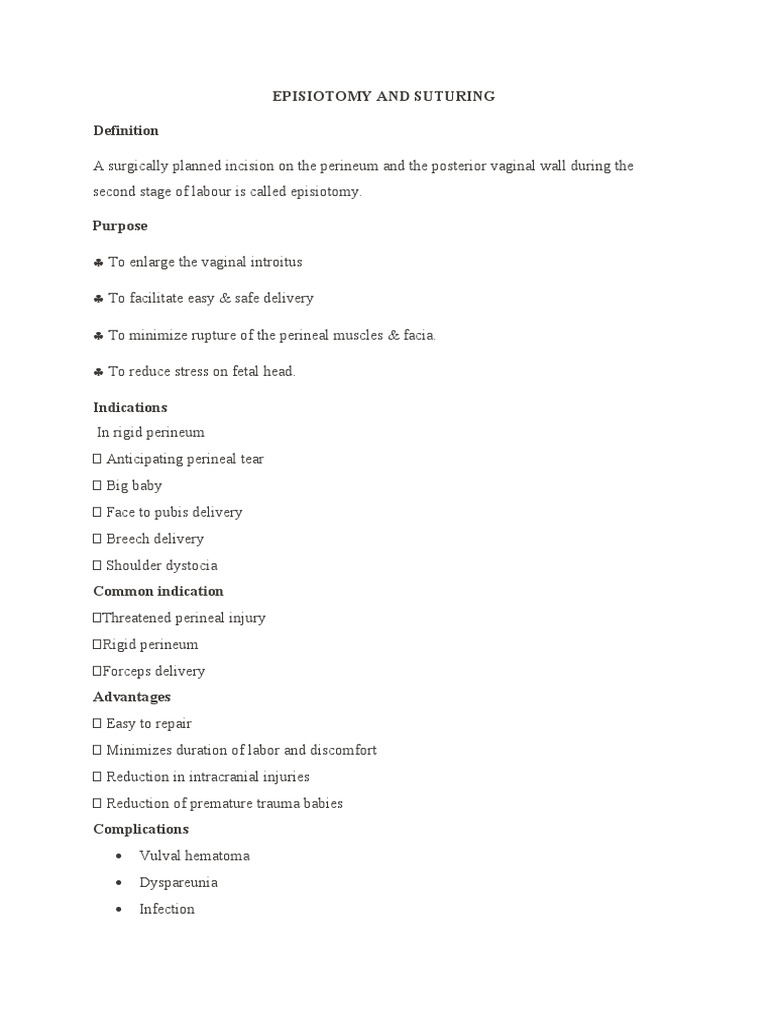 Episiotomy and Suturing | PDF | Surgical Suture | Childbirth