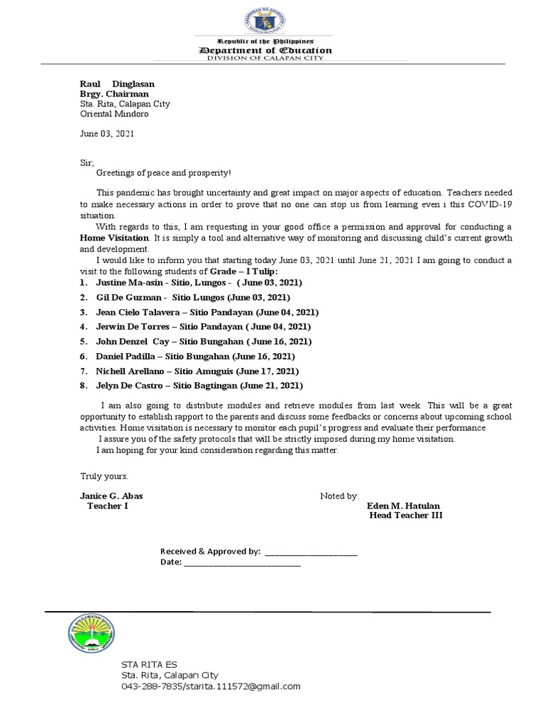Request Letter To Brgy Captain | PDF
