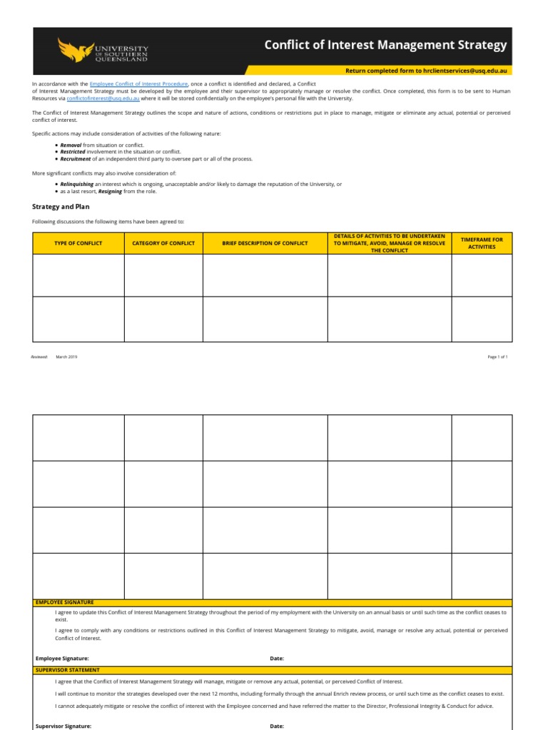 Conflict of Interest Management Strategy | PDF | Conflict Of Interest ...