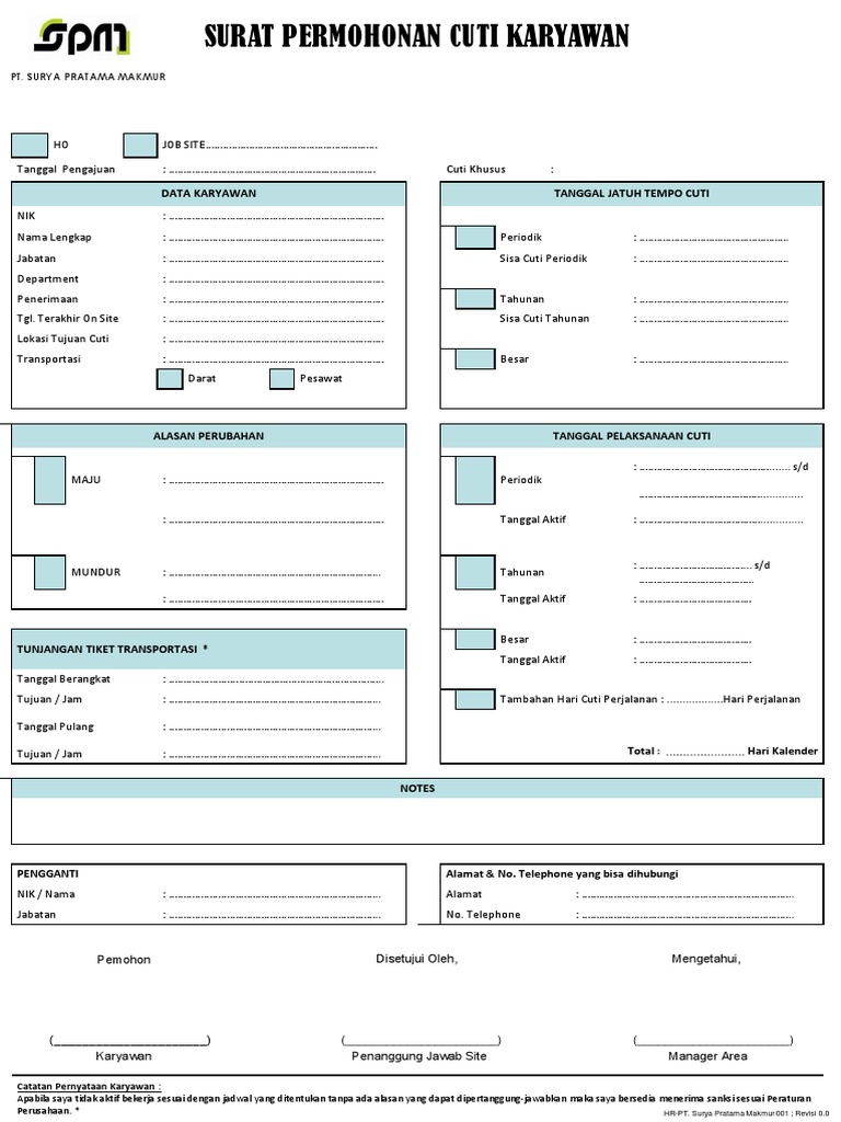 Form Cuti Kosong | PDF
